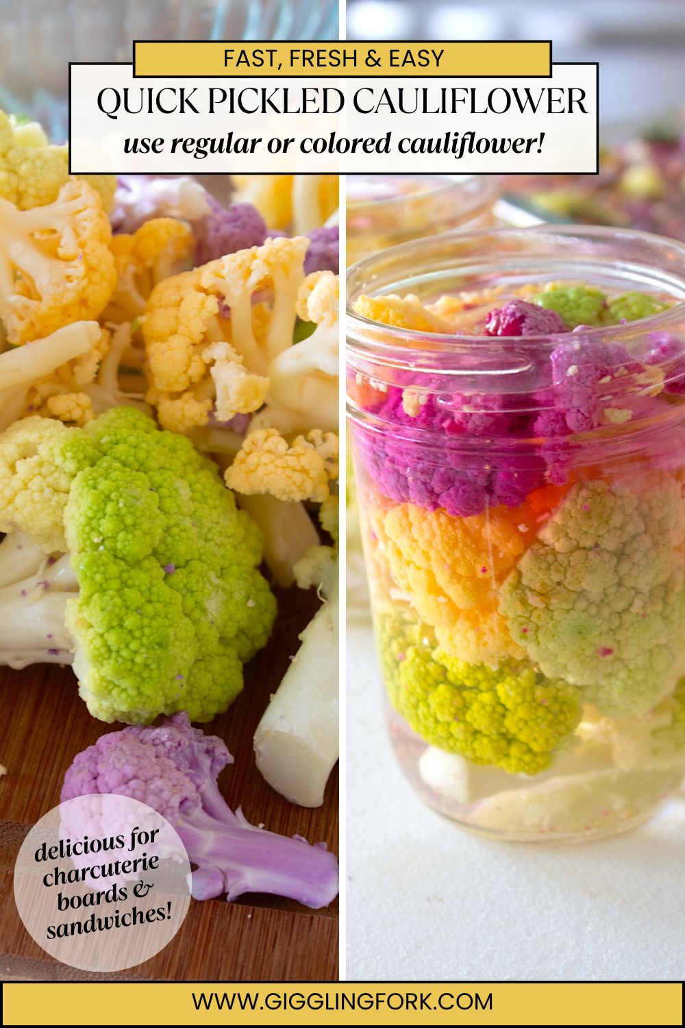 Quick Pickled Cauliflower - GigglingFork.com